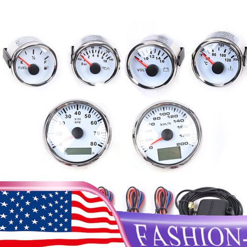 6 Gauge Kit GPS Speedometer Waterproof Fit Truck Car Marine Boat Yacht ...
