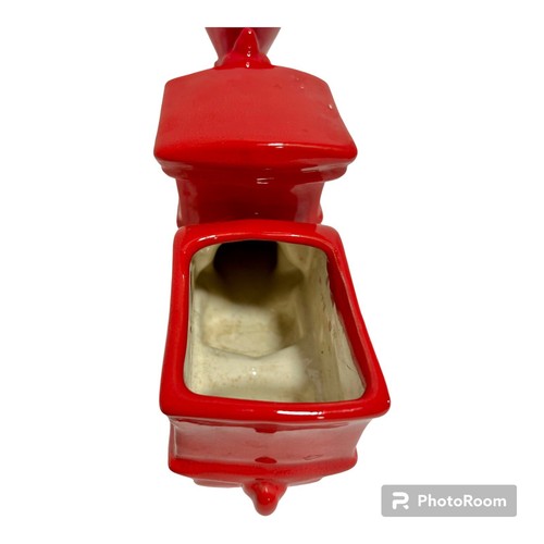 Vintage Train Steam Locomotive Planter Vase Red Glossy Chipped 11" | eBay