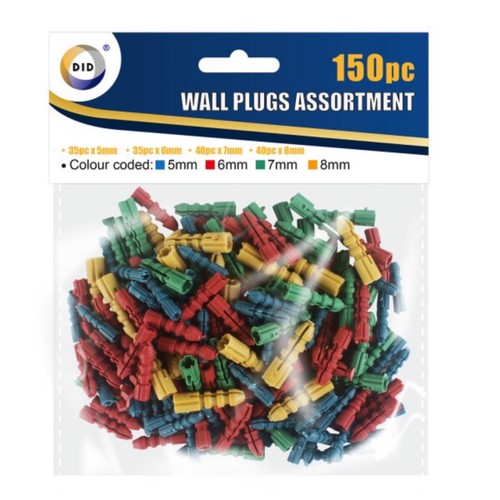150 x Wall Plug Plugs Assorted Size Mixed DIY Pack 5/6/7/8mm Rawl Plugs ...
