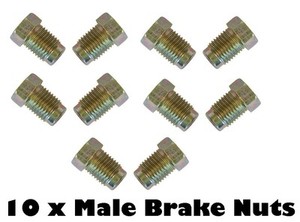 10 pkt 10mm x 1mm Metric Male Short Brake Pipe Nuts for 3/16" brake ...