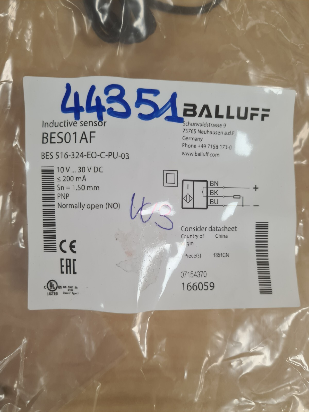 Sensor Inductive New Balluff Photoelectric BES01AF Best 516-324-E0-C-PU ...