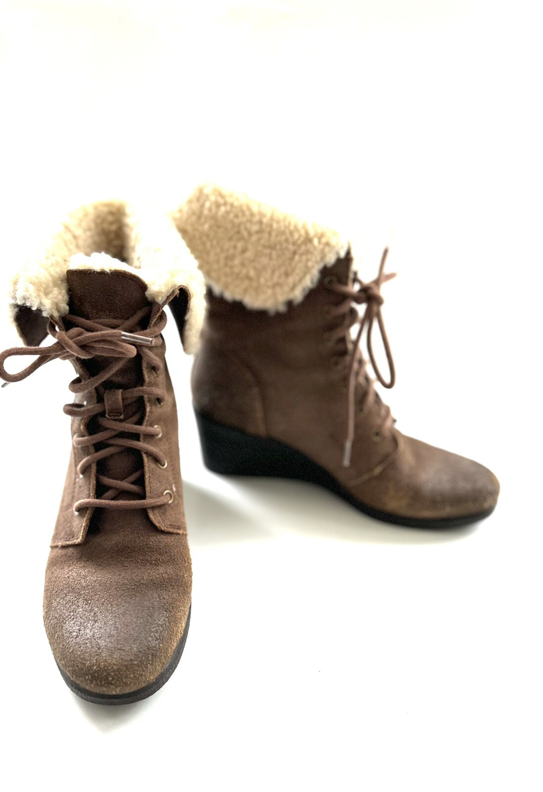 Ugg Australia Zea Ladies Shearling wedge Ankle Brown Preloved Boots Uk ...