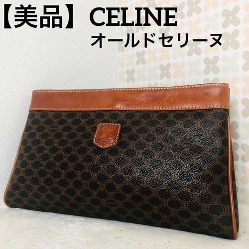 CELINE Vintage Macadam Pattern Clutch Bag Trapeze Logo Leather From ...