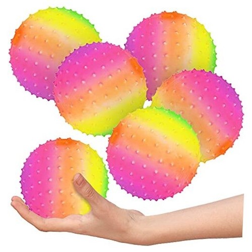 Rainbow Knobby Balls, Set of 6, Fidget Sensory Toys for Kids, 4.75 Inch ...