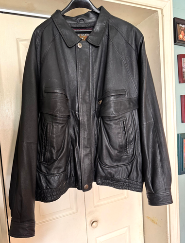 Global Identity G-111 Black Soft Leather Bomber Jacket Men's 4X Quilted ...