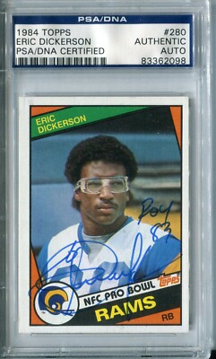 1984 Topps Eric Dickerson RC #280 HAND SIGNED AUTO AUTOGRAPH PSA/DNA ...