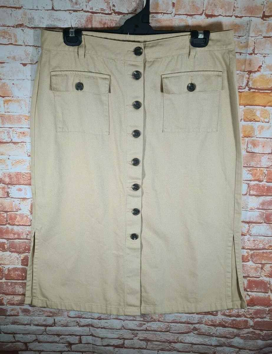 BNWT Ladies Sz 10 Anko Safari Pebble Button Front Side Splits Midi ...