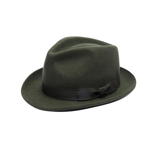 Mens and Womens Olive Green Wool Royal Stallion Trilby Hat Hand Made ...