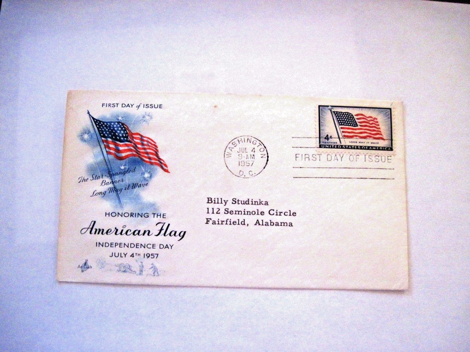July 4,1957 - Honoring "The American Flag" First Day Issue Stamp ...