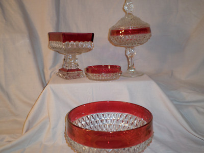 Red & White Crystal Serving Set | eBay
