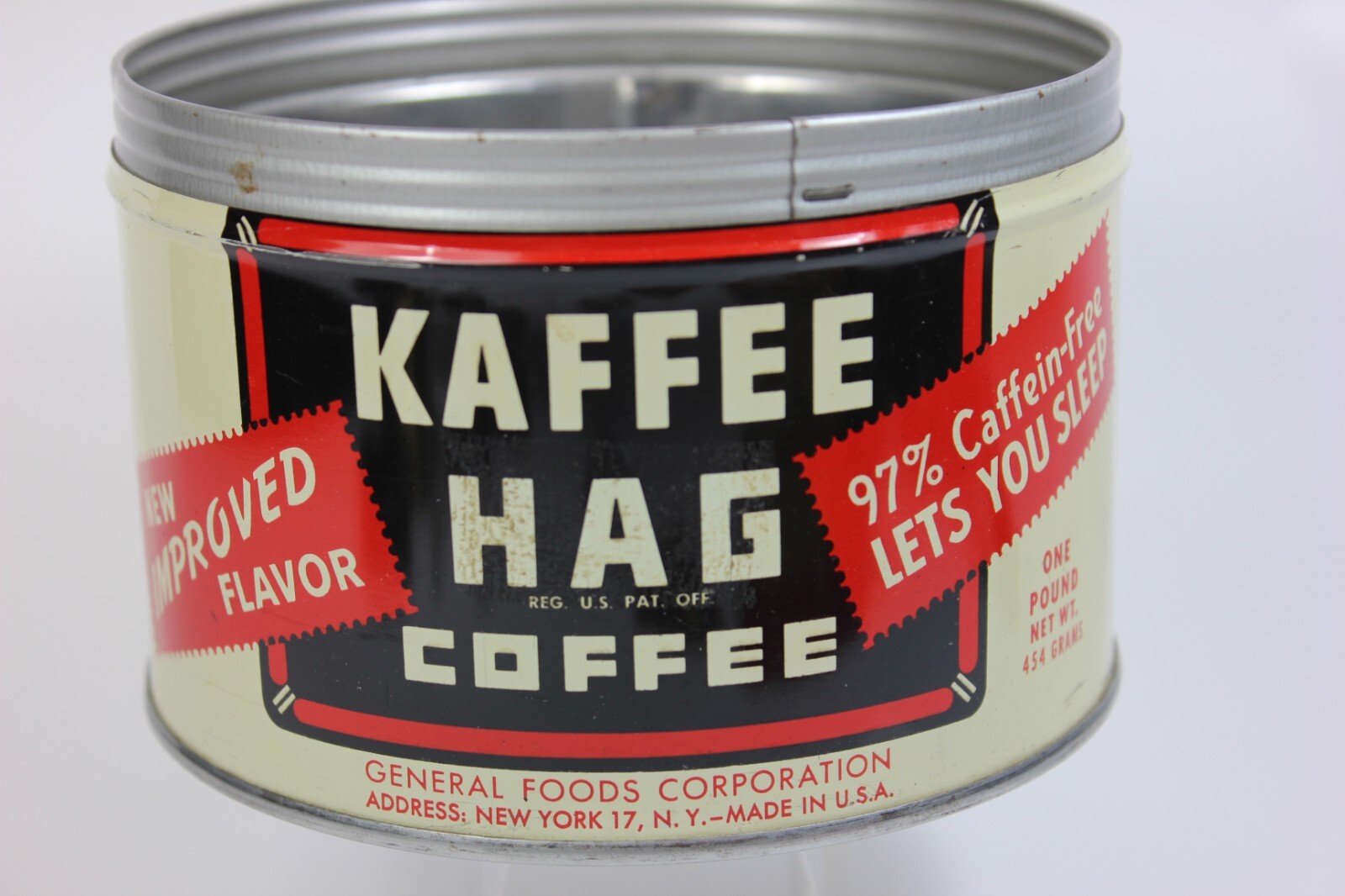 Vintage Kaffee Hag Coffee Metal Tin Container 1 lb. Tin General Foods ...