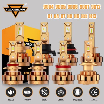 AUXBEAM F16 PLUS LED Headlights CANBUS 70W 9004 9005 9006 9007 H1 H4 H7 ...