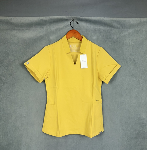 Figs Inala Slim Scrub Top Womens Size XS Gold Yellow | eBay