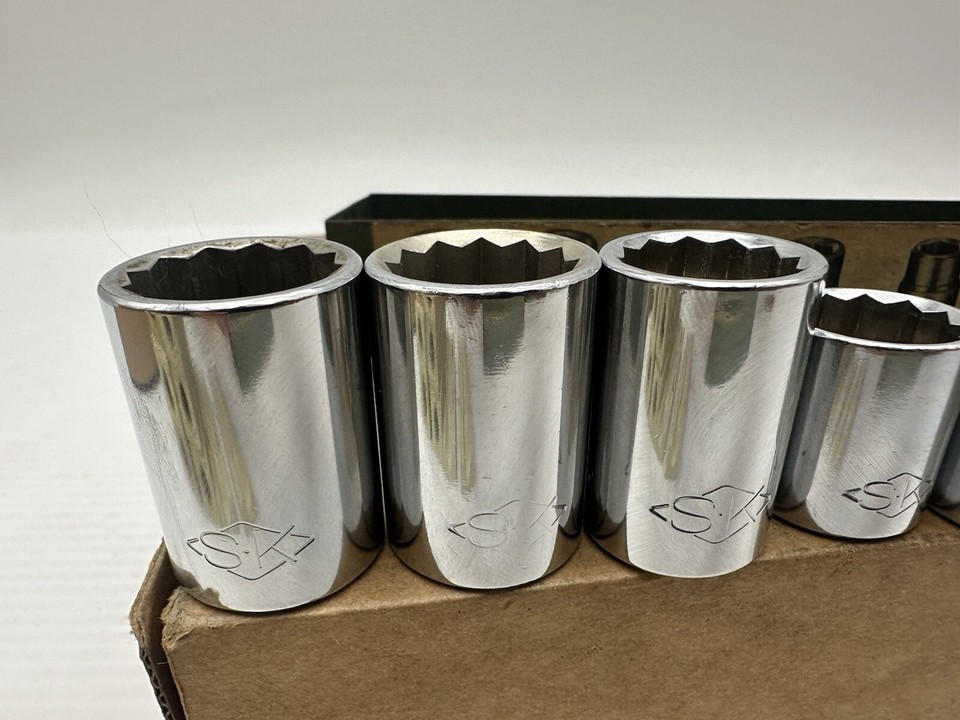 Vintage "S-K" 7 Pc. SAE 12 Pt - 1/2 And 3/8" Drive Mixed Socket Set In ...
