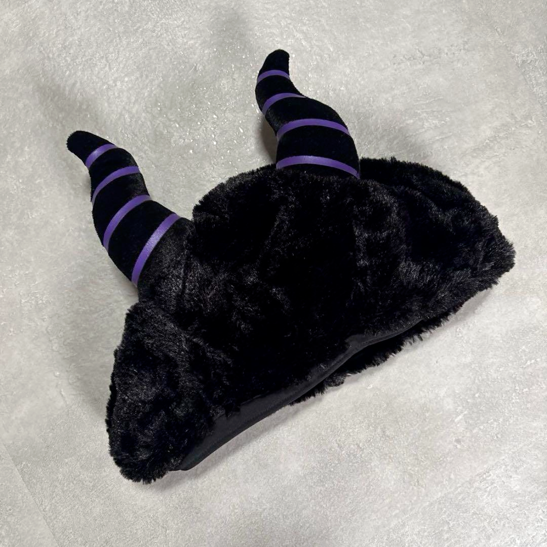 Tokyo Disney Resort Maleficent Black Fur Cap Beret Hat Headband cap ...