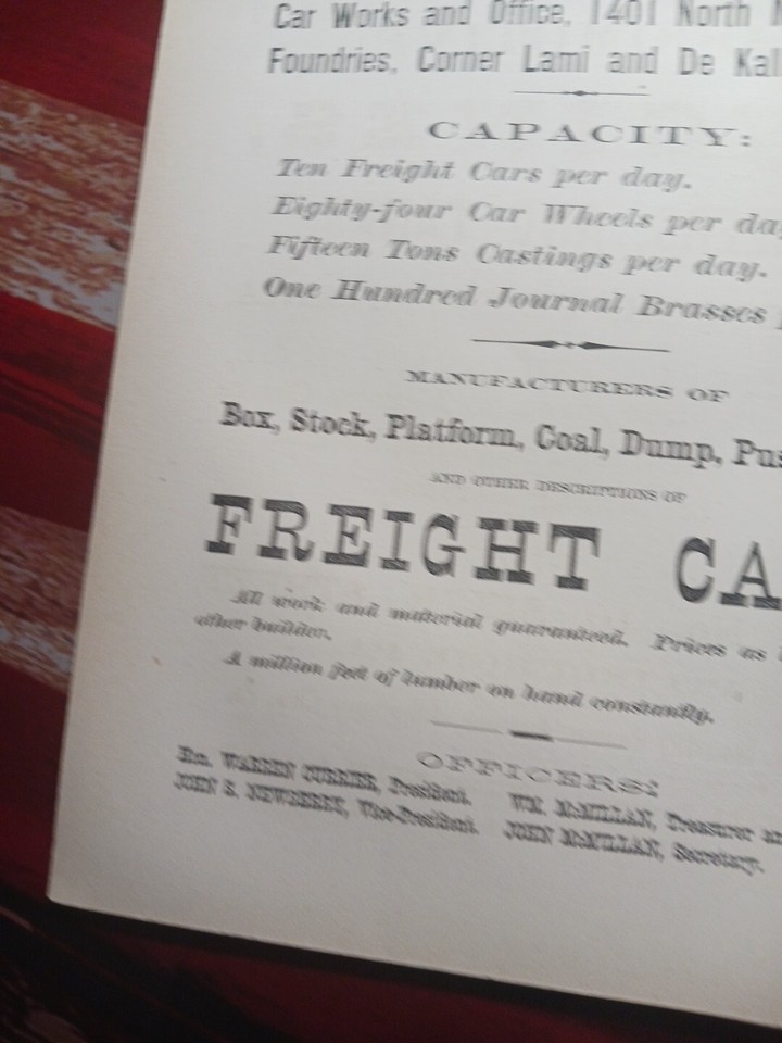 1872 print ad MISSOURI CAR & FOUNDRY Railroad Freight Cars Lami St St ...