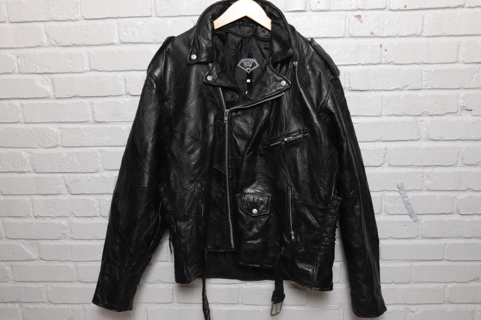 2000s Vintage Diamond Plate Buffalo Leather Patchwork… - Gem