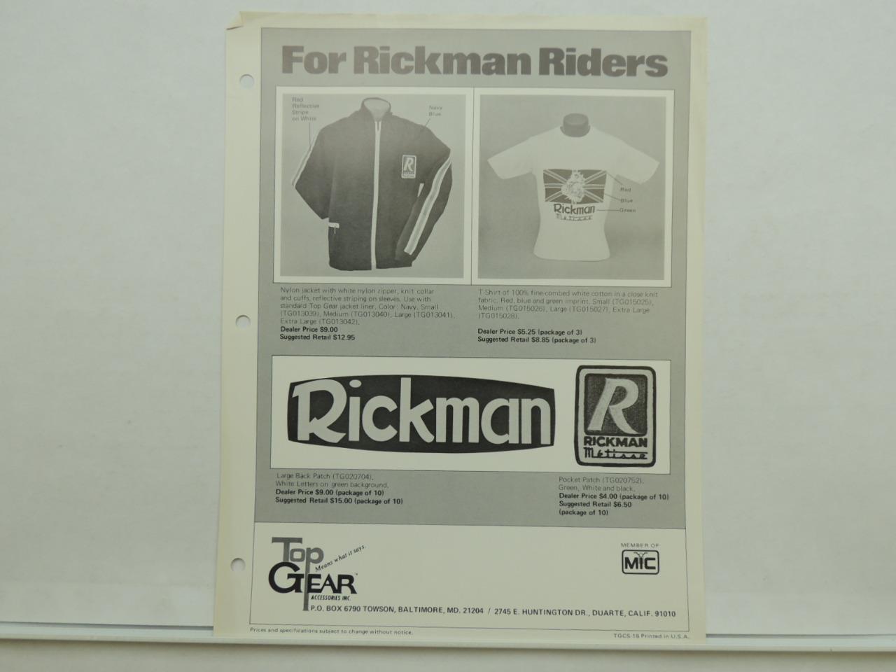 Vintage Rickman Motorcycle Apparel Brochure L10097 | eBay
