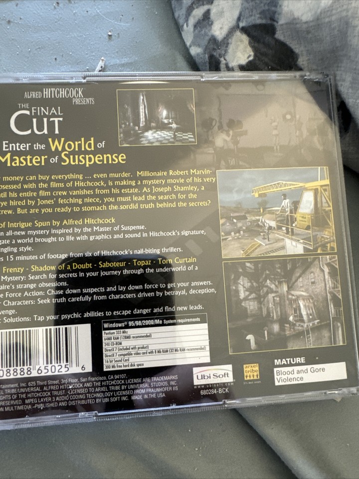 Alfred Hitchcock Presents The Final Cut (CD Rom, PC Game, 2001) Ubisoft ...