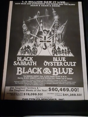 Black Sabbath and Blue Oyster Cult Black & Blue Original Promo Poster Ad Framed! | eBay