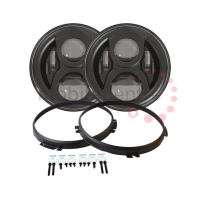 Landrover Defender 7" LED Headlight kit J W Speaker dual burn UK spec ...