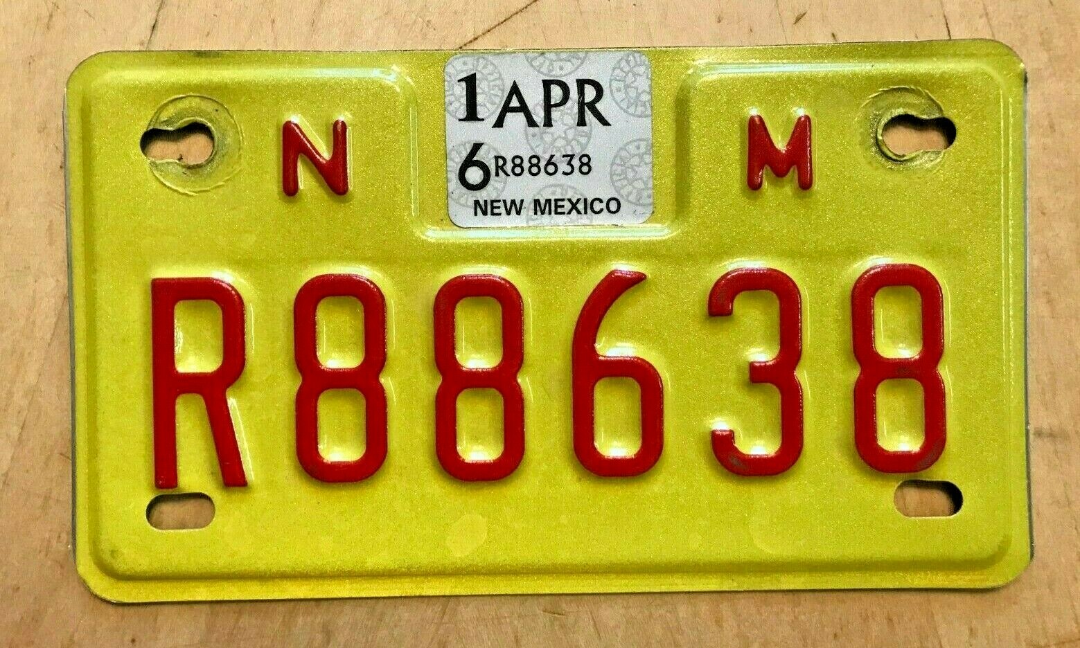 NEW MEXICO MOTORCYCLE CYCLE LICENSE PLATE " R 88638 " NM | eBay