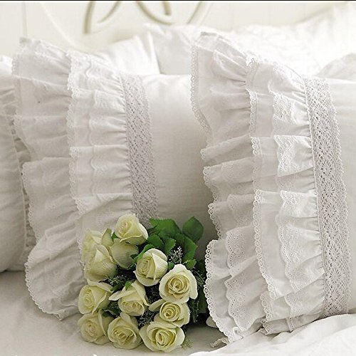Shabby Vintage White Embroidery Lace & Ruffle Matching Pillowcase ...
