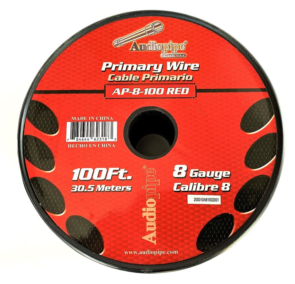 8 Gauge 100ft Each Red & Black Power Ground Wire 12 Volt Primary Cable ...