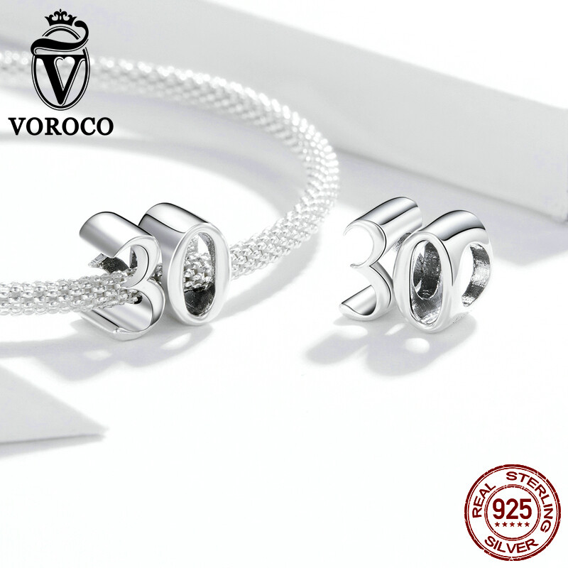 Voroco Authentic 100% Sterling Silver Numbers-30 DIY Charms For ...