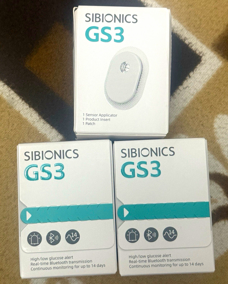 SIBIONICS GS3 CGM Sensor Kit 14-Day Wear Bluetooth High/Low Alerts ...