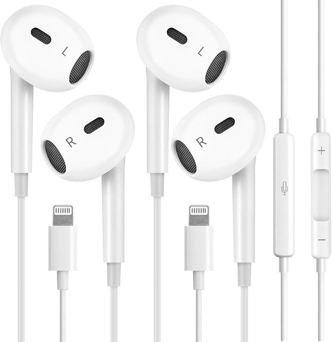 2 Pack Wired Headphones for iPhone (Lightning Connector Plug&Play ...