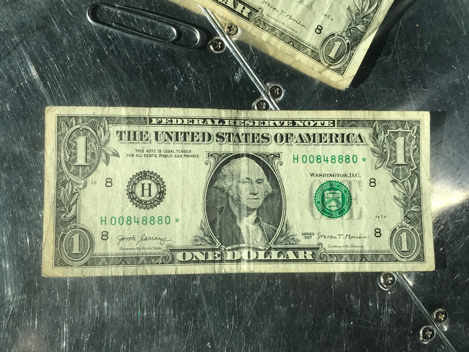 $1 Star Note {{2017 Series H } H00848880* trinary,v.cool,97.5% 4 of a ...