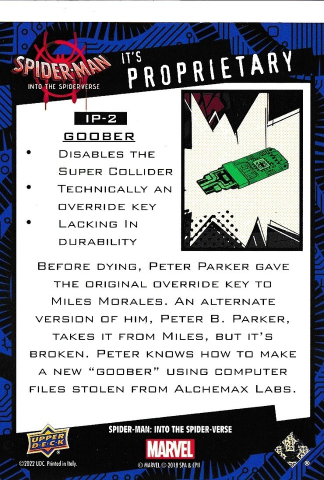 IP-2 GOOBER 2022 UD Spider-Man Into the Spider-Verse IT'S PROPRIETARY ...
