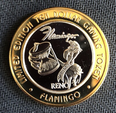 RENO FLAMINGO “Millennium Edition” $10 TEN DOLLAR GAMING TOKEN .999 ...