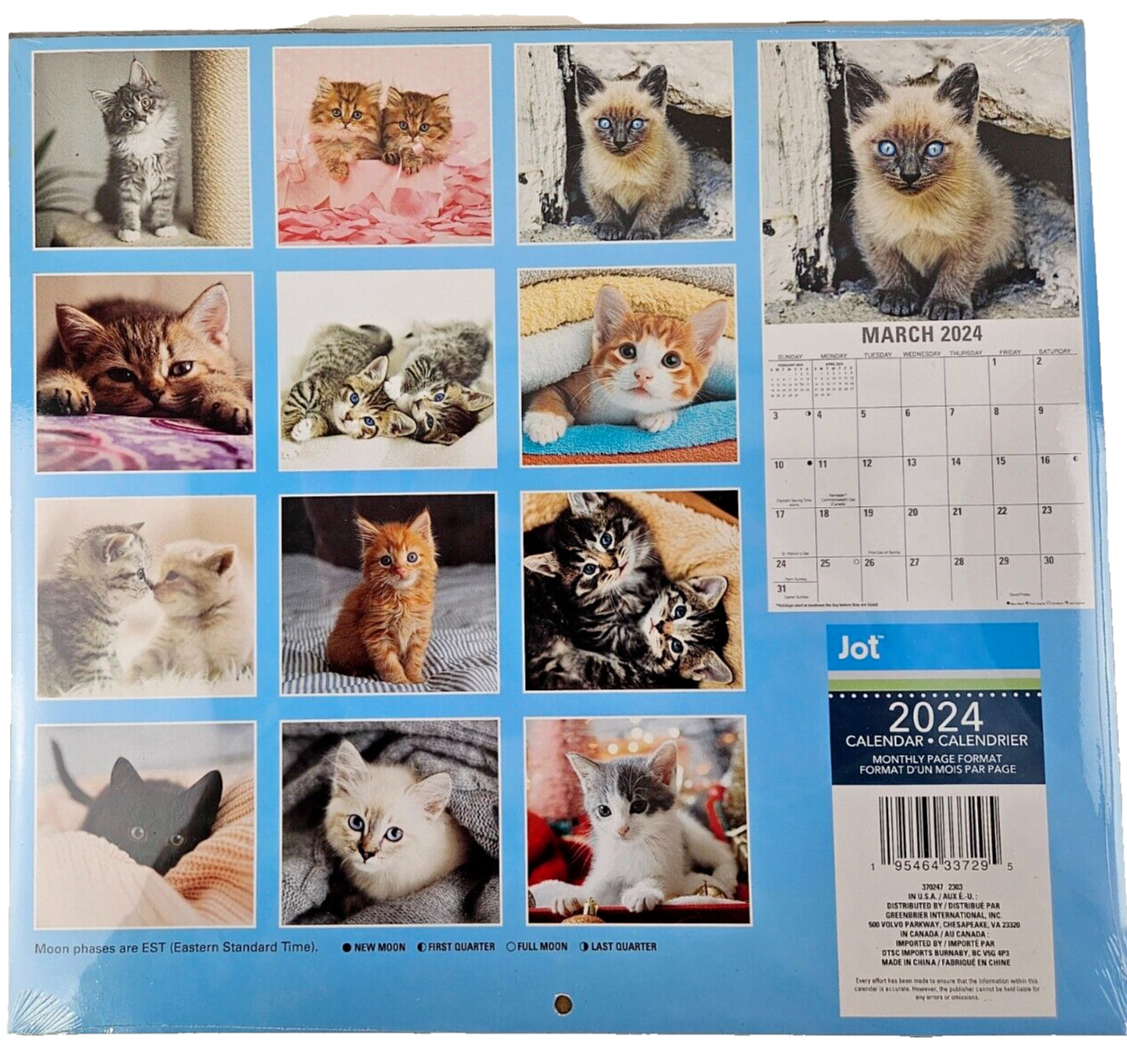 2-Pack 2024 Cats & Kittens 12 Month Wall Calendars 12" x 11" & Mini 6 ...