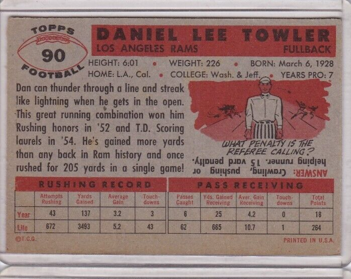 1956 Topps #90 Dan Towler RAMS | eBay