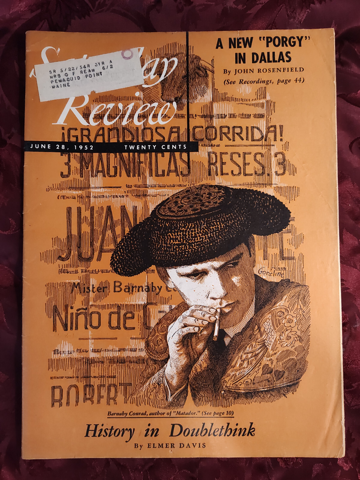 Saturday Review June 28 1952 BARNABY CONRAD ELMER DAVIS C. G. BURKE | eBay