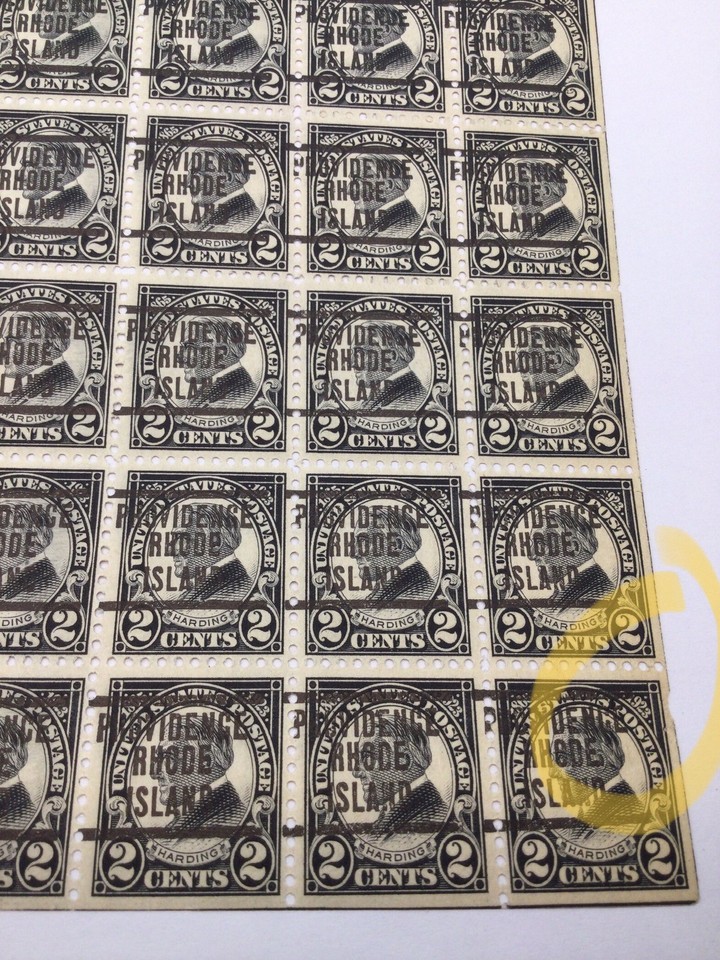 1923 2c Bk Harding Mem. precancel Providence RI Mint FULL SHEET MNH ...