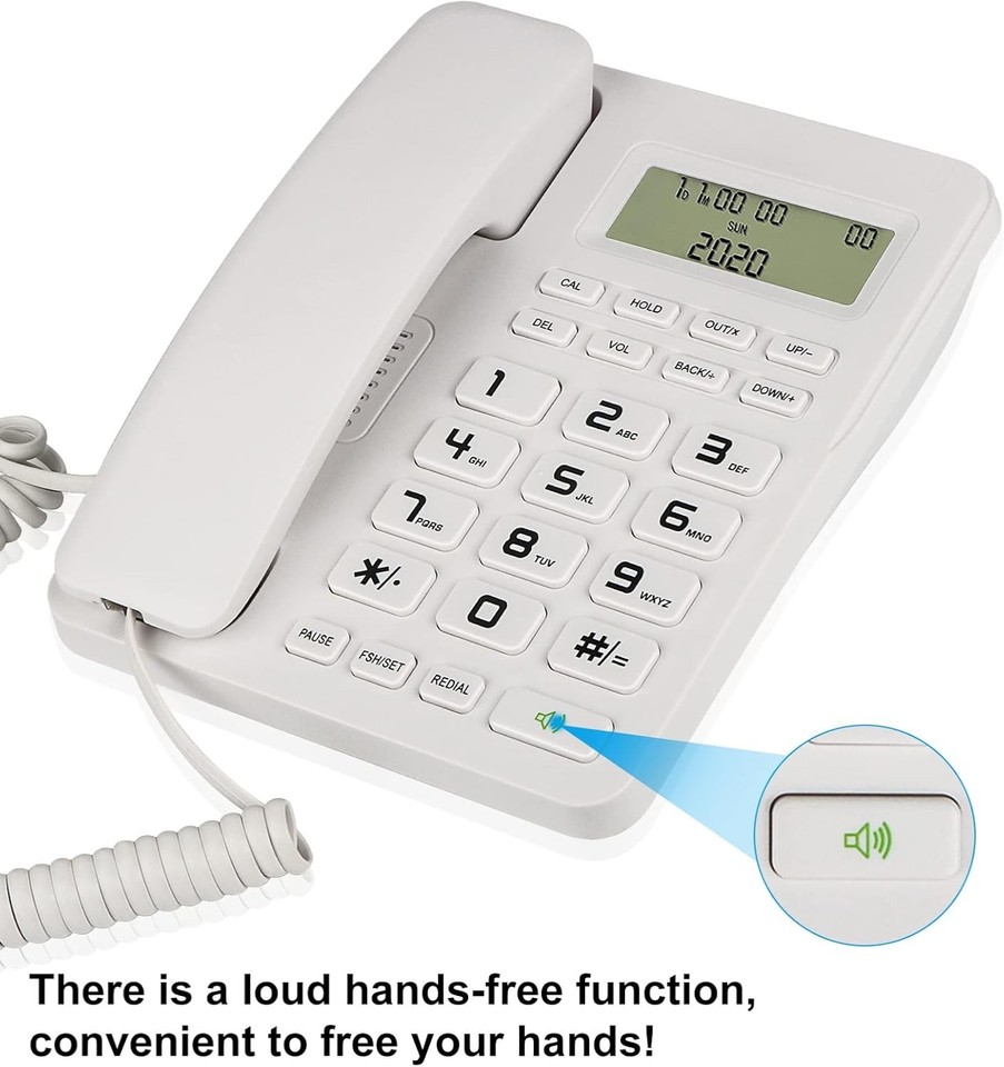 Corded Landline Telephone with Display Adjustable Volume and ...