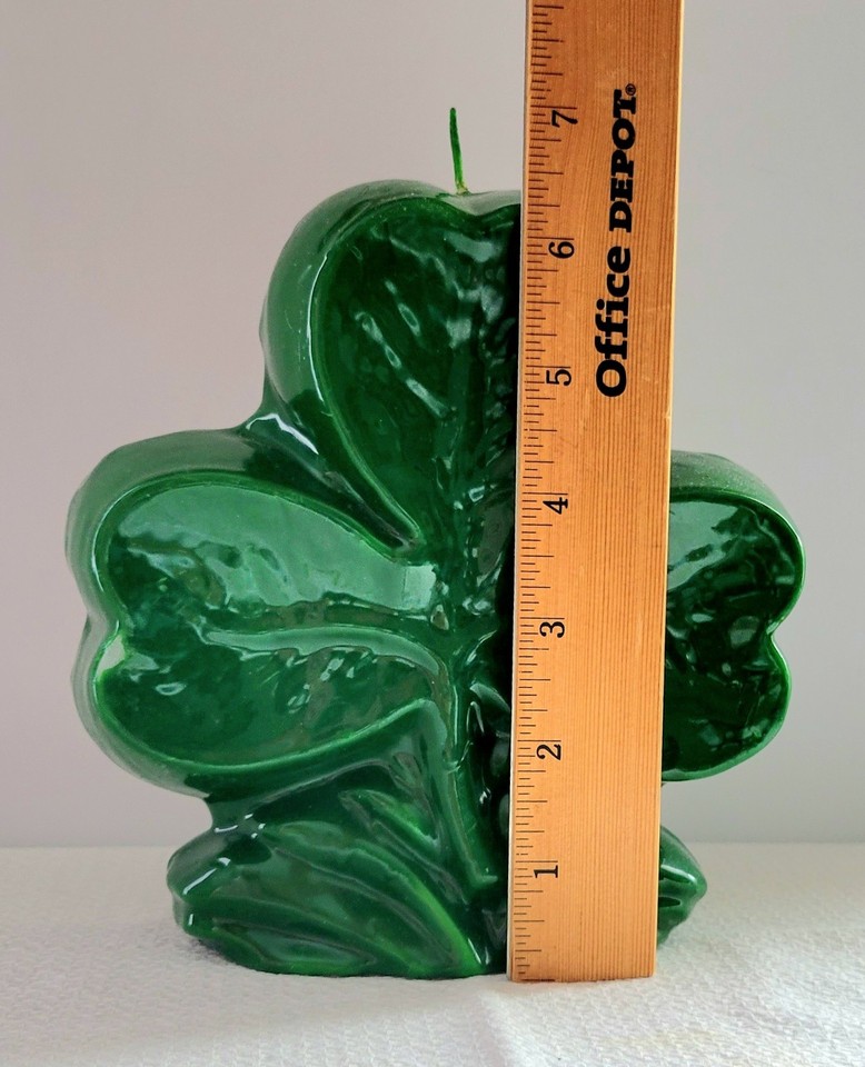 Irish Green Shamrock Clover Figural 6-1/2" Wax Candle Unburned ...