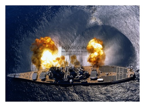 USS IOWA FIRES FULL BROADSIDE FOR EXERCISE NAVY BATTLESHIP 5X7 PHOTO | eBay