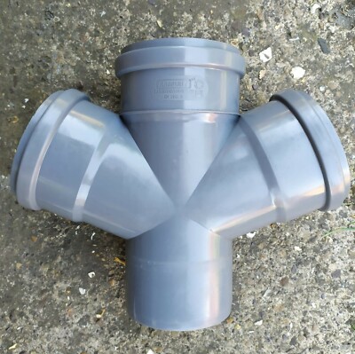 4" Soil Pipe 110 mm Double Branch 110/110/110/67 Push Fit Waste Sewer ...