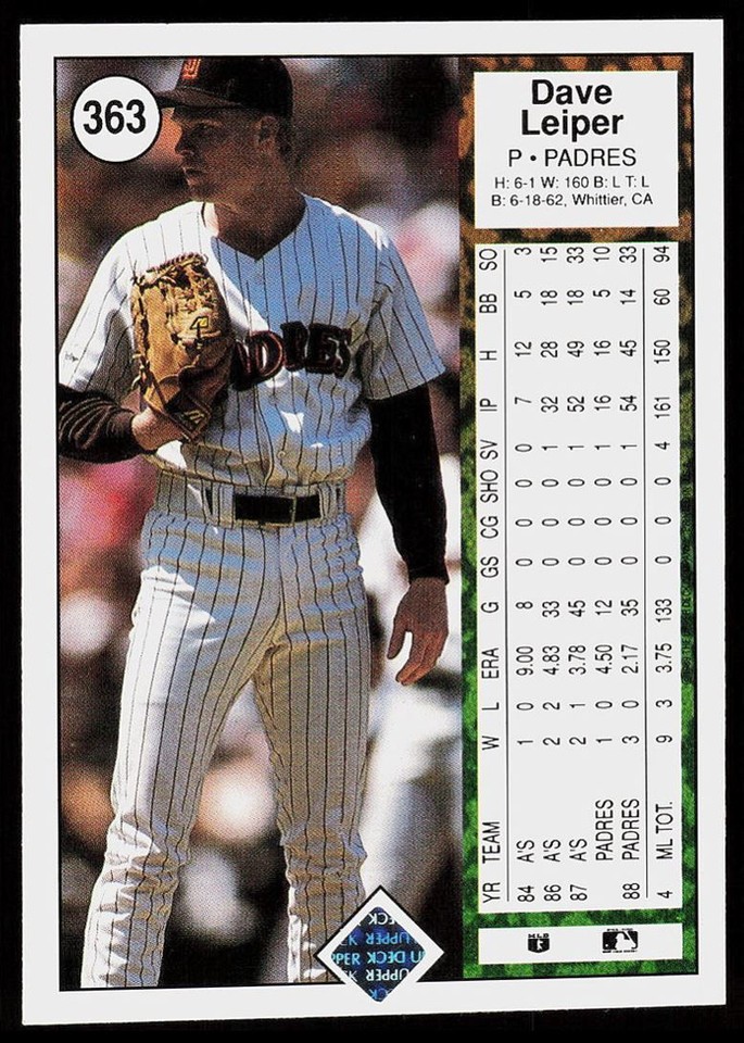 1989 Upper Deck Dave Leiper San Diego Padres #363 | eBay