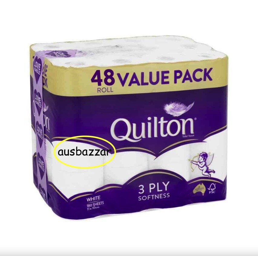 QUILTON TOILET PAPER TISSUE ROLLS SOFT SANITARY 3 PLY 180 SHEETS 48/96 ...