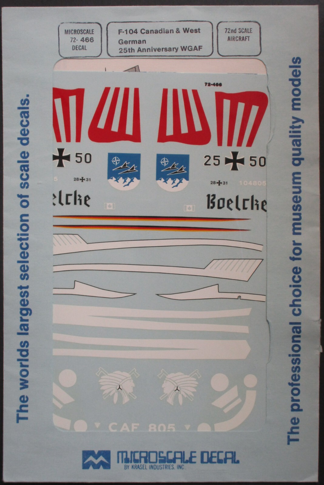 Microscale Decal 1/72nd Scale F-104 Canadian & West Decal Sheet No. 72 ...