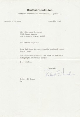 ROBERT E. LUSK - TYPED LETTER SIGNED 06/18/1965 | eBay