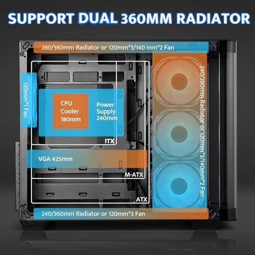 ATX Mid-Tower Gaming PC Case, Back Plug-in BTF Black ATX Back Plug-in ...