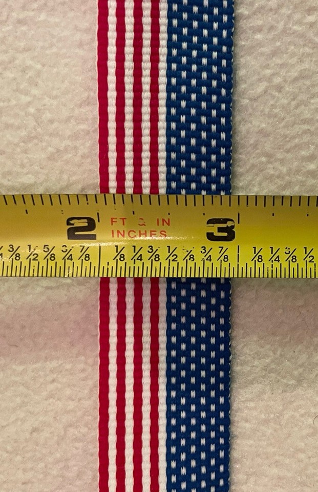 USA Flag Trim Woven Ribbon Red White Blue about 1” wide / 50 + yd ...