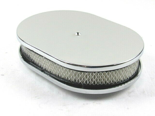 12'' Oval Smooth Top Air Cleaner w/ Filter Element Chrome E40034C | eBay