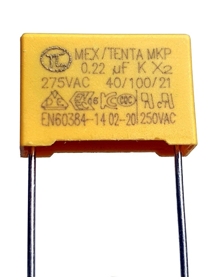 [2pcs] 0.22uF 275v, 220nF, TC TENTA X2 MEX Safety Capacitor pitch 15mm ...